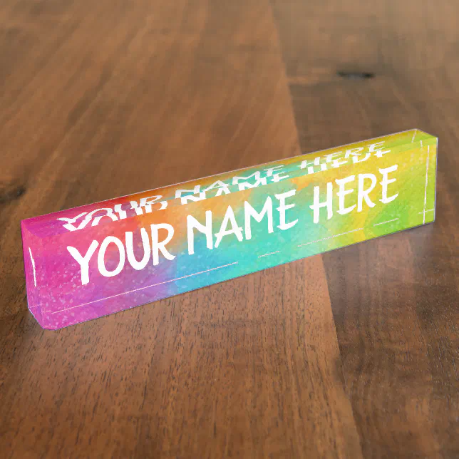 Rainbow background - Customize your own Desk Name Desk Name Plate | Zazzle