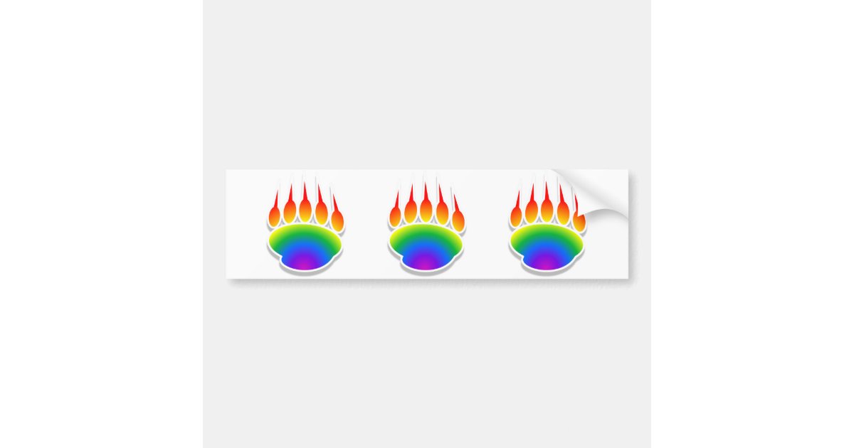 Rainbow Bear Paw Print Bumper Sticker | Zazzle