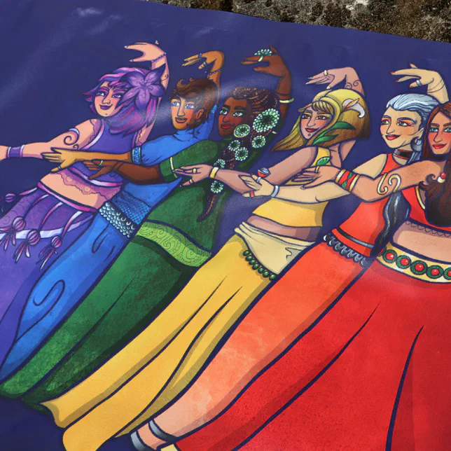 Rainbow Belly Dancer Art Belly Dance Troupe Banner | Zazzle