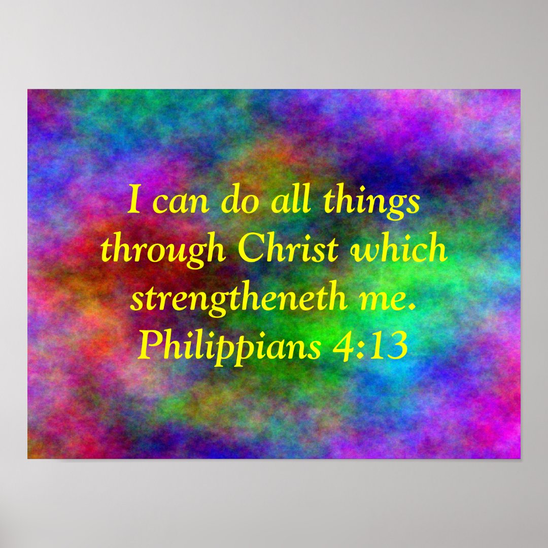 Rainbow Bible verse poster phil. 413 | Zazzle