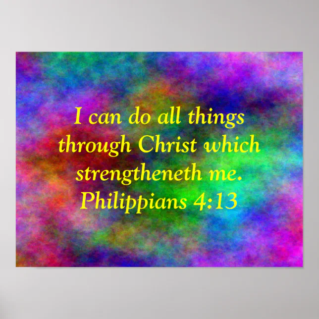 Rainbow Bible verse poster phil. 413 | Zazzle