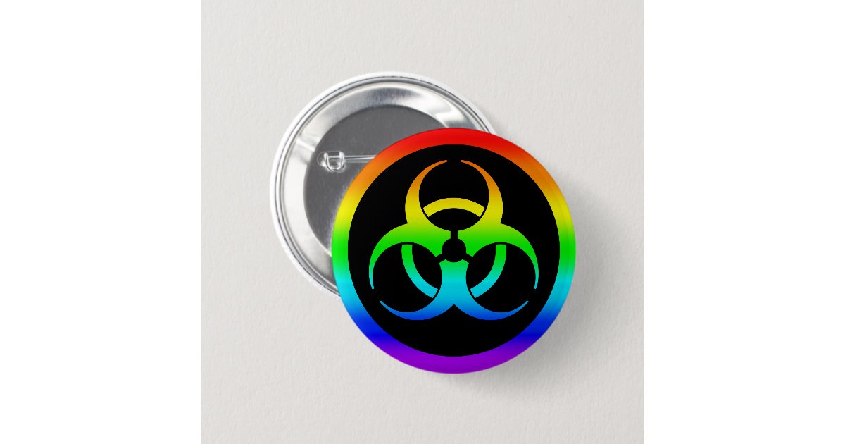Rainbow Biohazard Symbol Button Pin | Zazzle