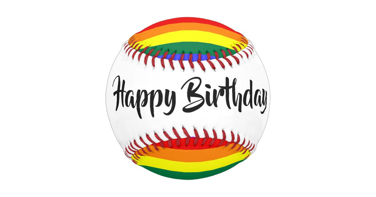 #rainbow Birthday baseball by dalDesignNZ | Zazzle