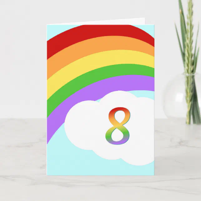 Rainbow Birthday Card For 8 Year Old | Zazzle