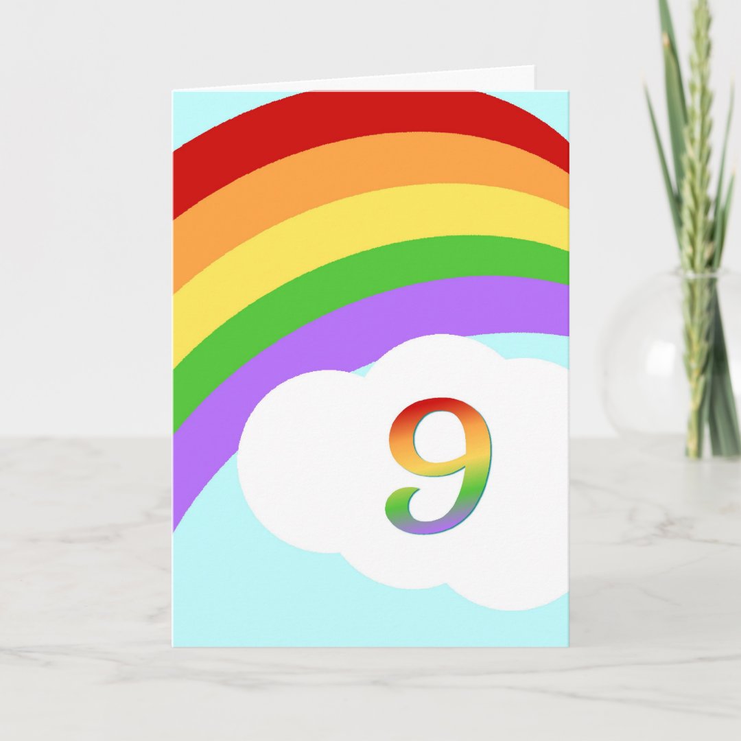 Rainbow Birthday Card For 9 Year Old | Zazzle