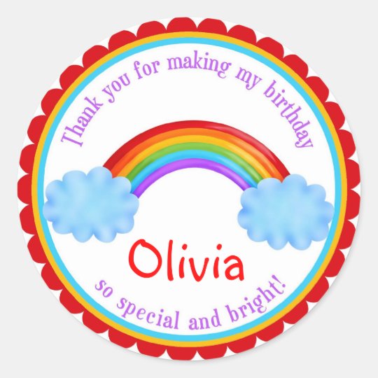 Rainbow Birthday Favor stickers | Zazzle.com