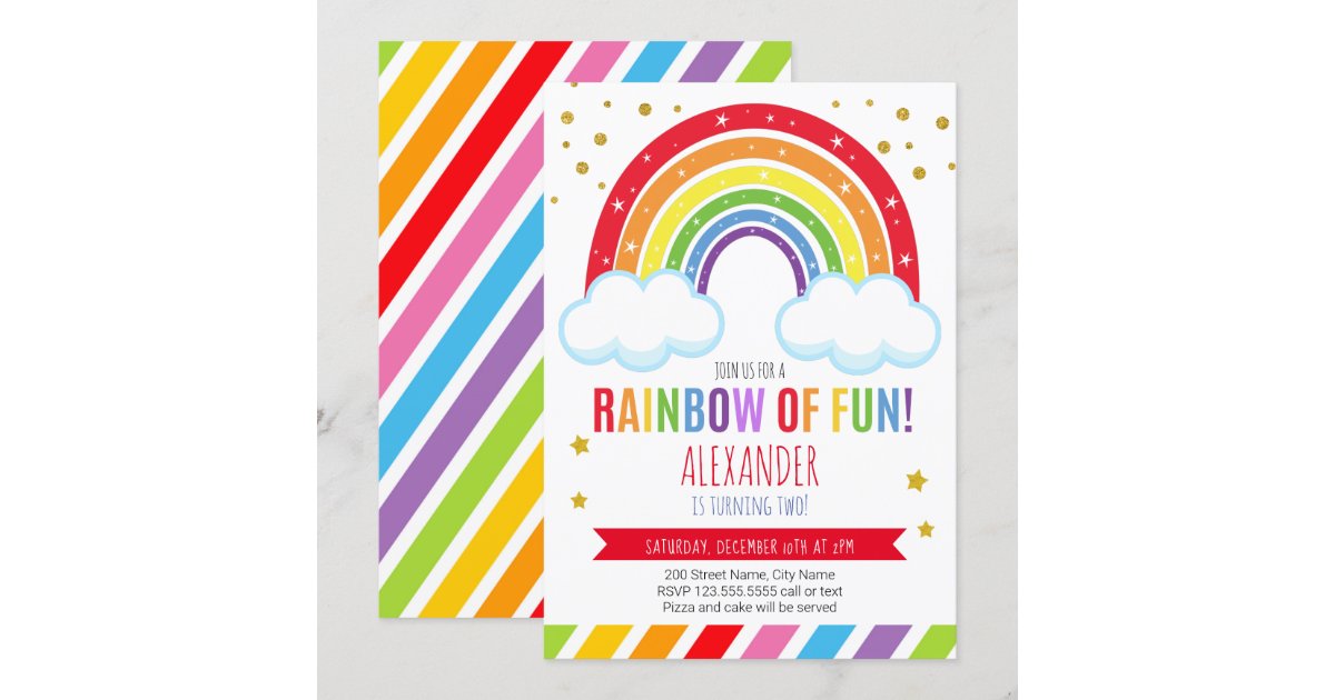 Rainbow Birthday Invitation | Zazzle