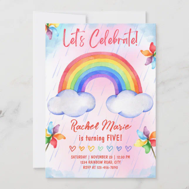 Rainbow Birthday Invitation | Zazzle