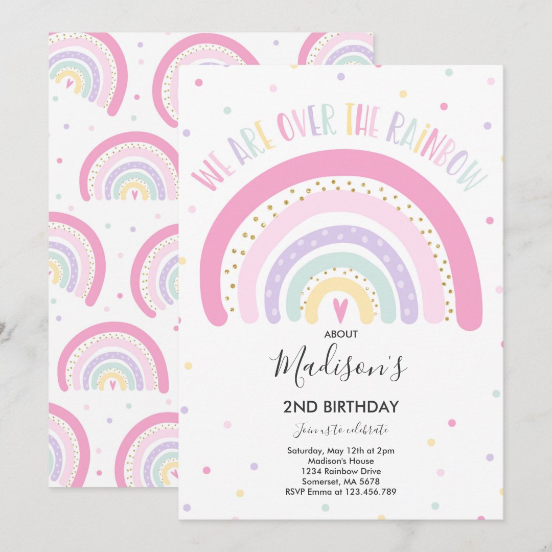 Rainbow Birthday Invitation Pastel Rainbow Party | Zazzle