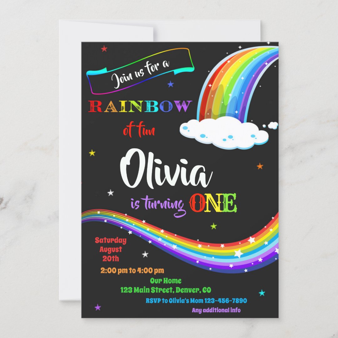 Rainbow birthday invitation Rainbow of fun party | Zazzle