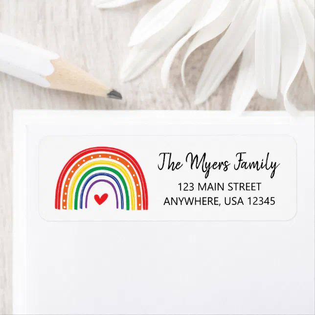 Rainbow birthday invite Return Address Label | Zazzle