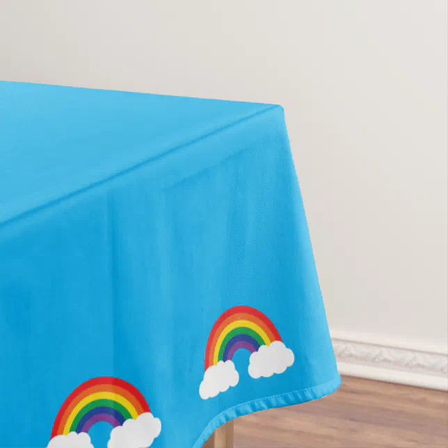 Rainbow Birthday Party Cute Kids Tablecloth | Zazzle