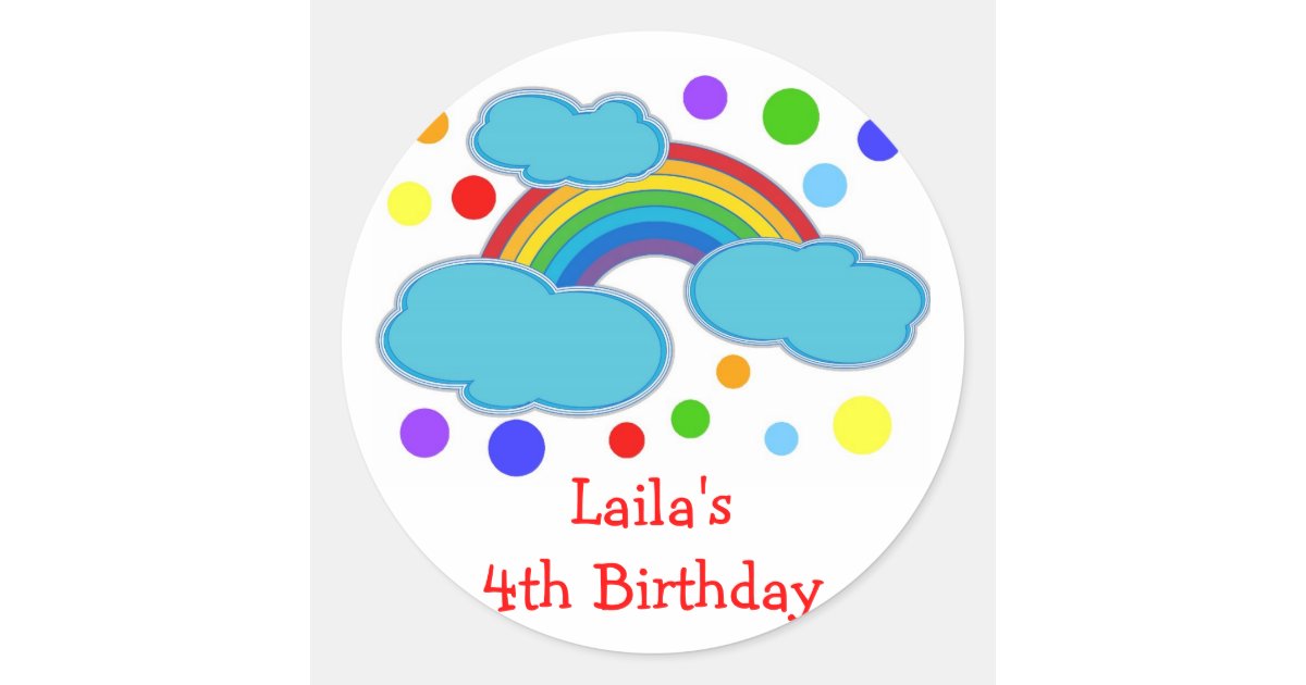 Rainbow Birthday Party Favor Labels | Zazzle