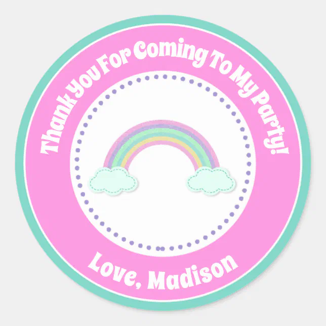 Rainbow Birthday Party Favor Stickers | Zazzle