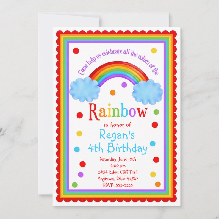 Rainbow Birthday Party Invitation | Zazzle