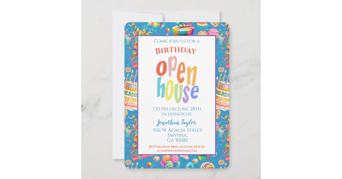 Rainbow Birthday Party Open House Invitation | Zazzle