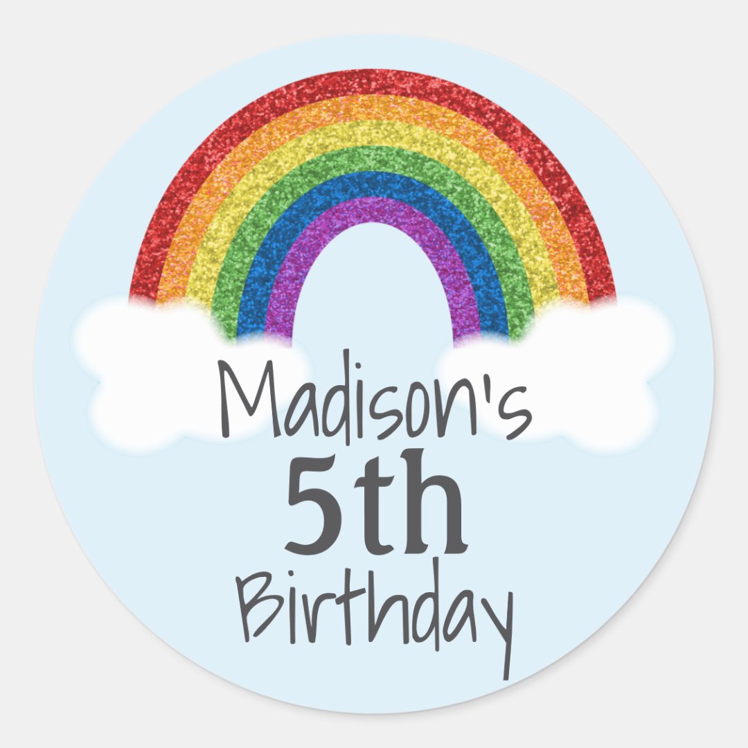 Rainbow Birthday Stickers Favor Stickers | Zazzle