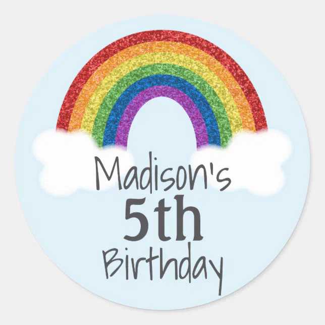 Rainbow Birthday Stickers Favor Stickers | Zazzle