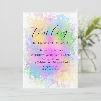 Rainbow Birthday, , Watercolor, Rainbow Party, Invitation | Zazzle