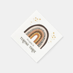 Rainbow Boho Animal Print 3rd Birthday Napkins | Zazzle