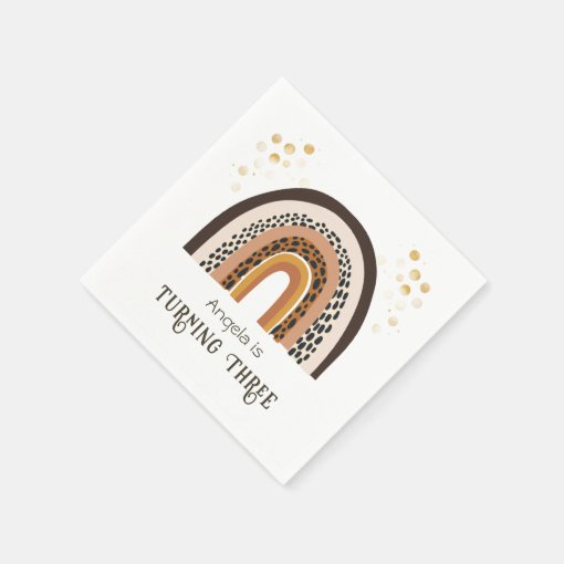 Rainbow Boho Animal Print 3rd Birthday Napkins | Zazzle