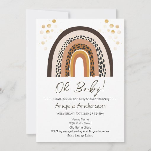 Rainbow Boho Animal Print Baby Shower Invitation | Zazzle