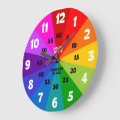 Rainbow Bold Color Palette Learn to Tell Time Kids Large Clock | Zazzle