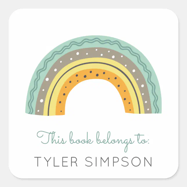 Rainbow Bookplate Sticker | Zazzle