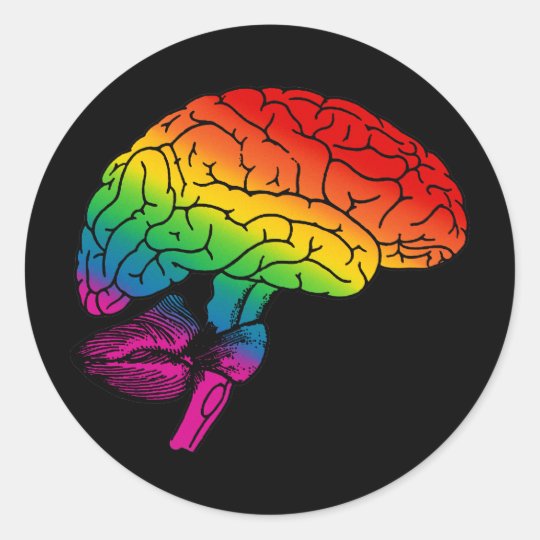 Rainbow Brain Classic Round Sticker | Zazzle.com