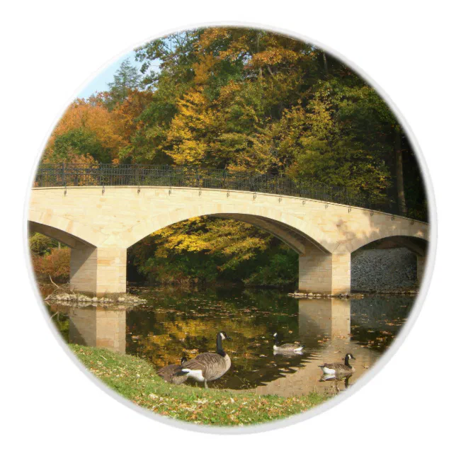 Rainbow Bridge in Fall at Grove City College Ceramic Knob | Zazzle