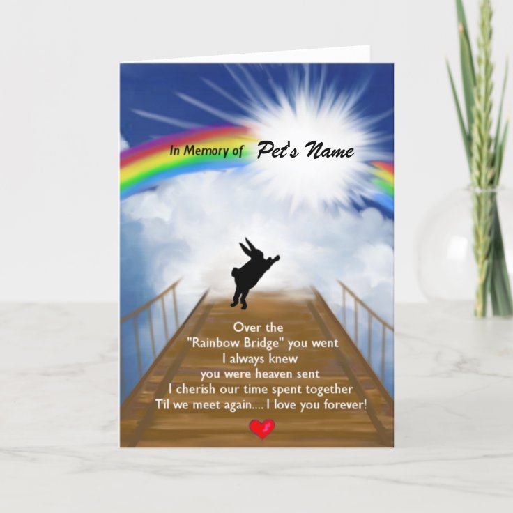 Rainbow Bridge Memorial for Rabbits Card | Zazzle