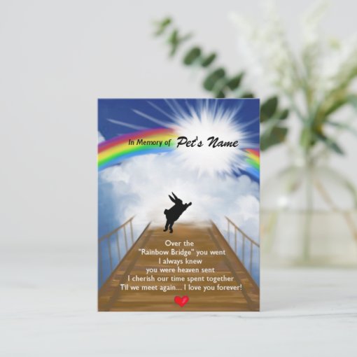 Rainbow Bridge Memorial for Rabbits Postcard | Zazzle