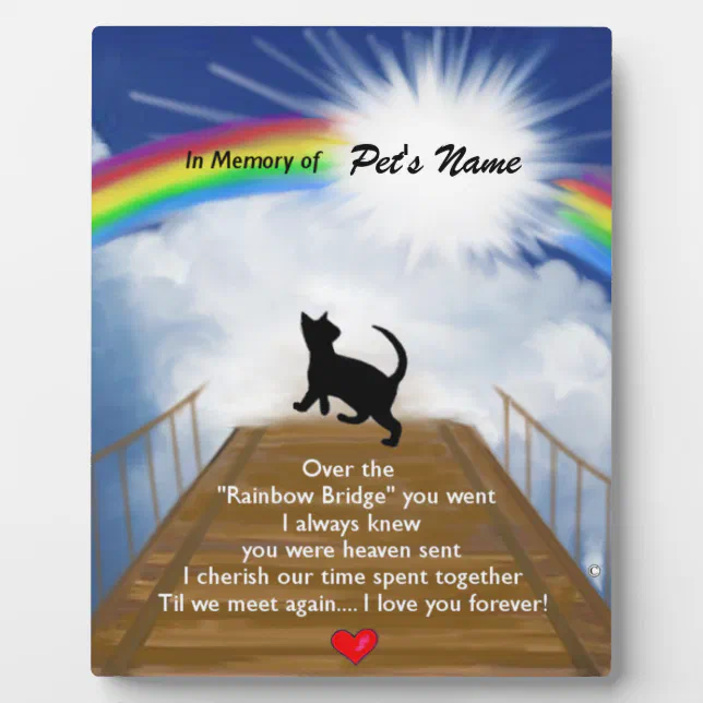 Rainbow Bridge Memorial Poem for Cats Plaque | Zazzle