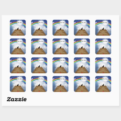 Rainbow Bridge Memorial Poem for Ferrets Square Sticker | Zazzle