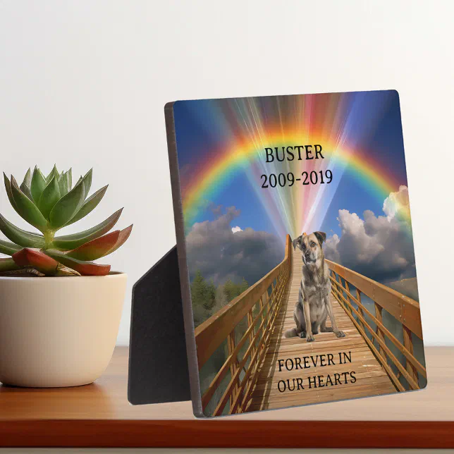 Rainbow Bridge Pet Memorial Loss Customize Plaque | Zazzle