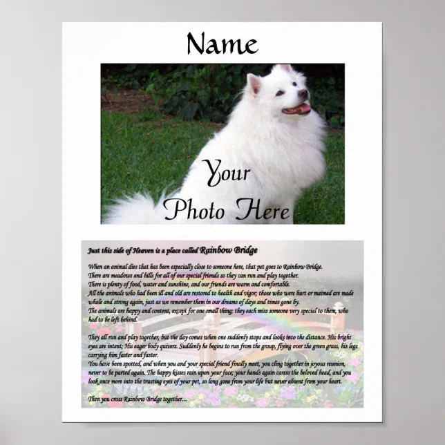 Rainbow Bridge Pet Memorial White Poster | Zazzle