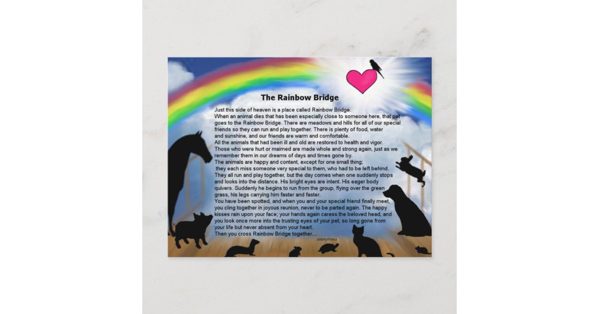 Rainbow Bridge Poem Postcard | Zazzle