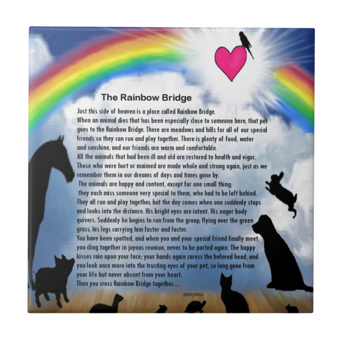 Rainbow Bridge Poem Tile | Zazzle.com