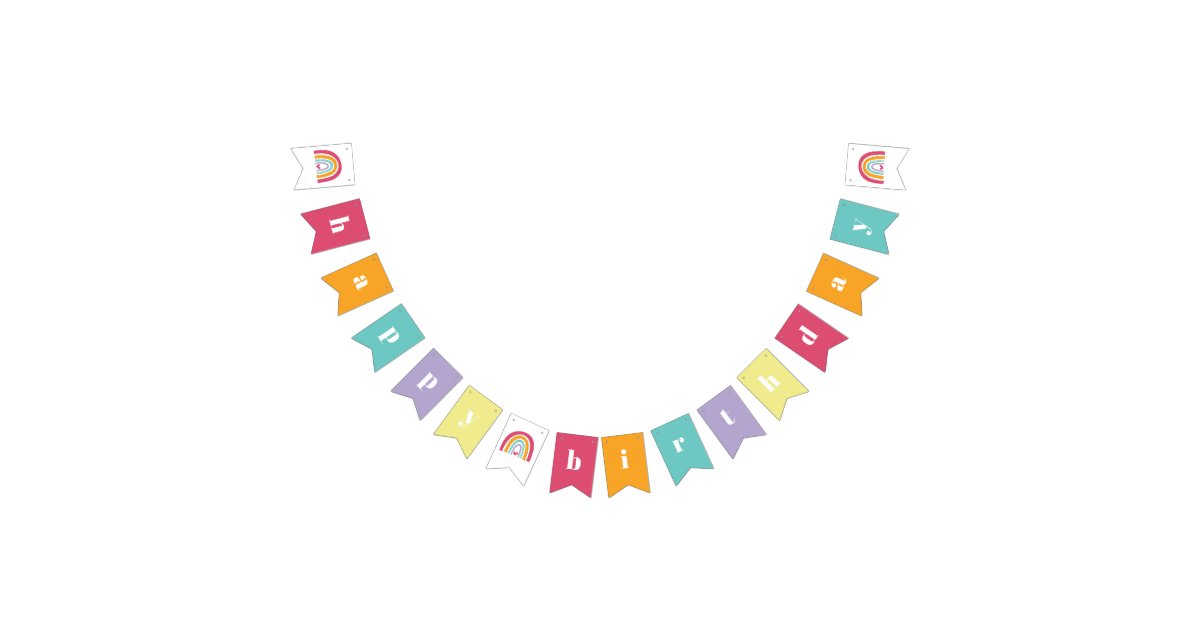 Rainbow Bright Birthday Party Bunting Flags | Zazzle