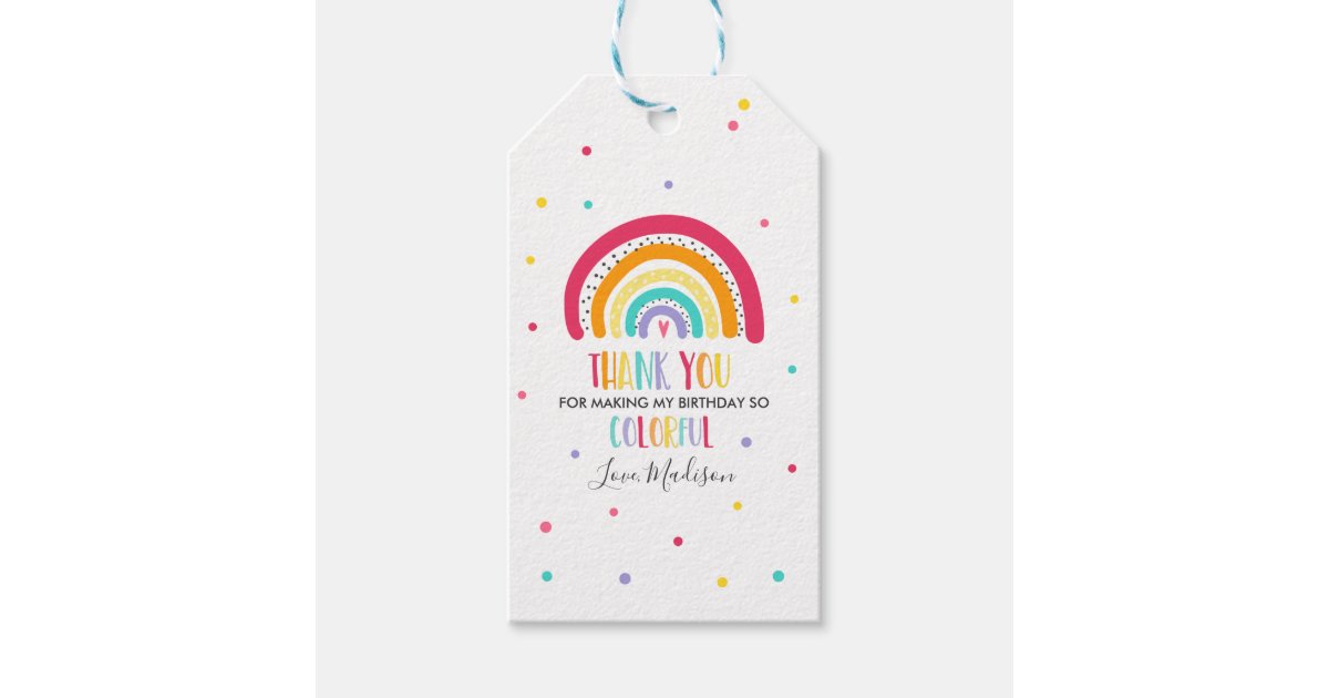 Rainbow Bright Birthday Party Gift Tags | Zazzle