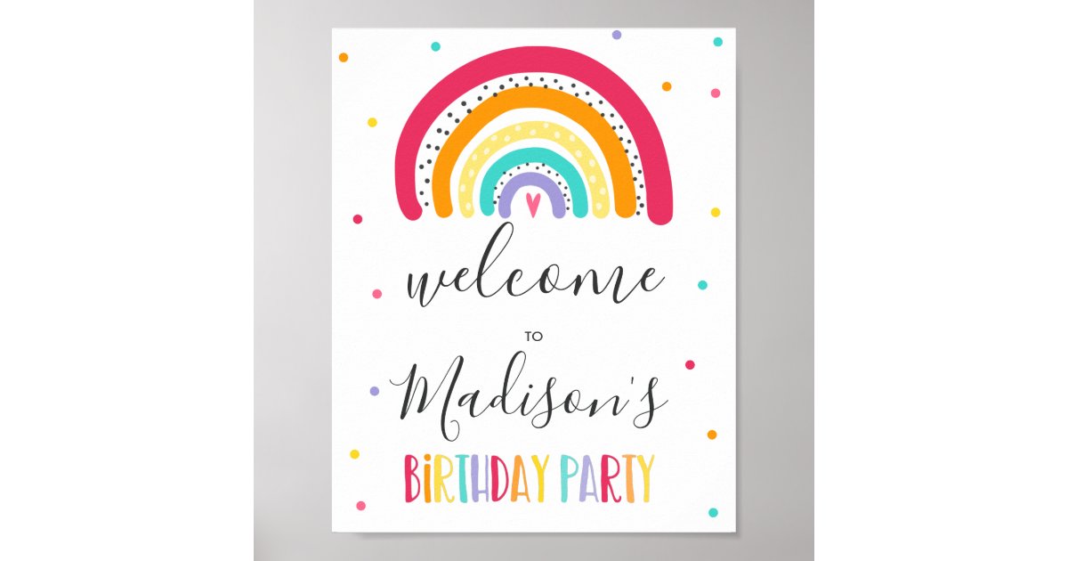 Rainbow Bright Birthday Party Poster | Zazzle