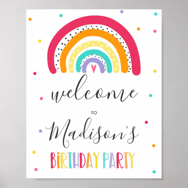 Rainbow Bright Birthday Party Poster | Zazzle