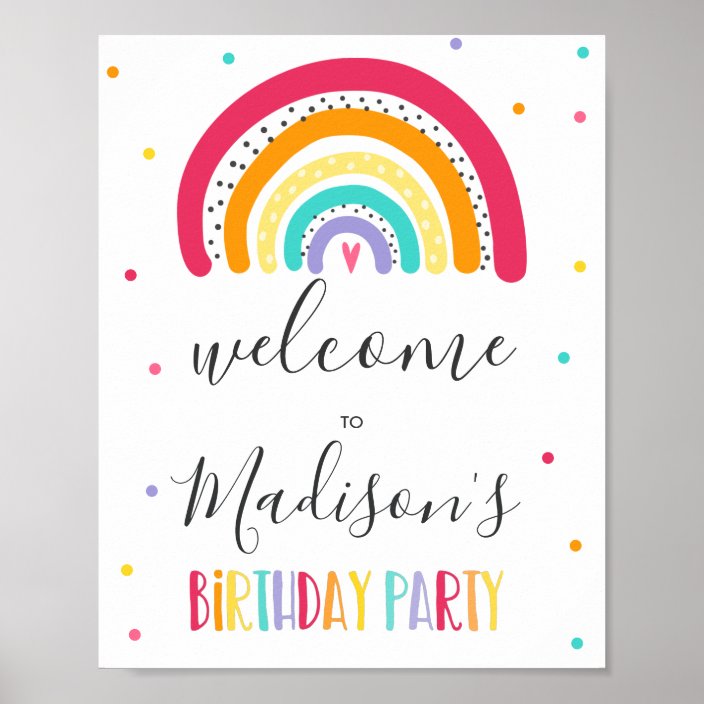 Rainbow Bright Birthday Party Poster | Zazzle.com