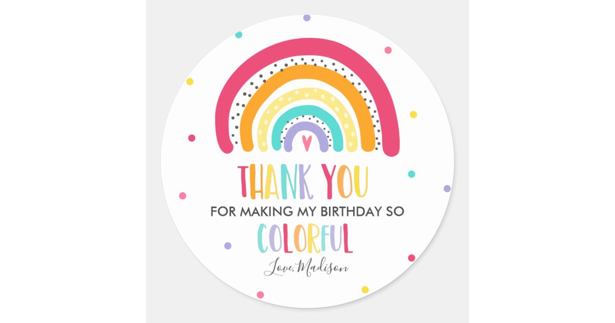 Rainbow Bright Party Favor Classic Round Sticker | Zazzle