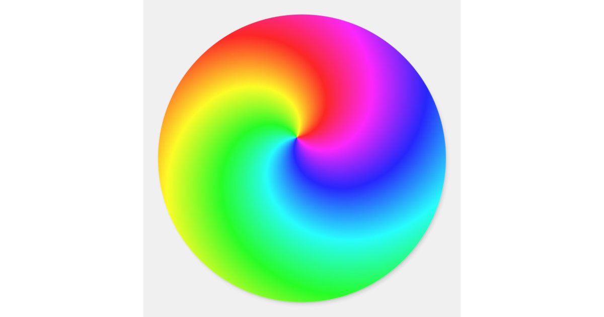 Rainbow bright swirls classic round sticker | Zazzle