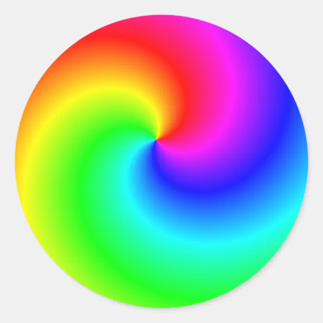 Rainbow bright swirls classic round sticker | Zazzle
