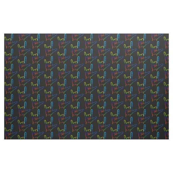 Red White and Blue ASL I Love You Patterned Fabric | Zazzle.com