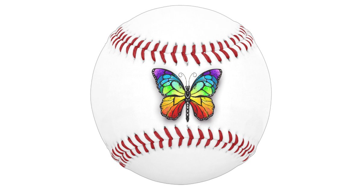 Rainbow butterfly Monarch Softball | Zazzle