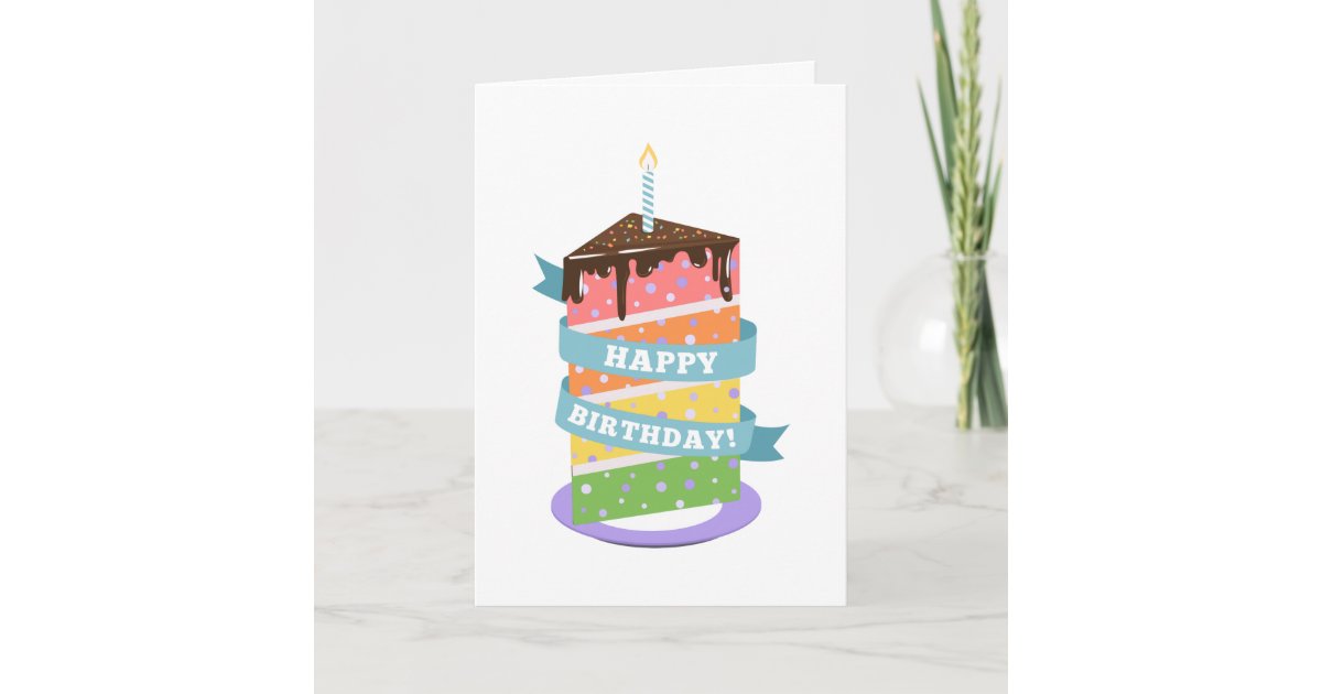 Rainbow Cake Birthday Card | Zazzle