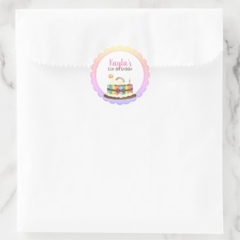 Rainbow cake birthday classic round sticker | Zazzle